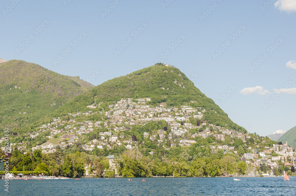 Lugano, Stadt, Altstadt, Luganersee, See, Lago di Lugano, Monte Brè ...