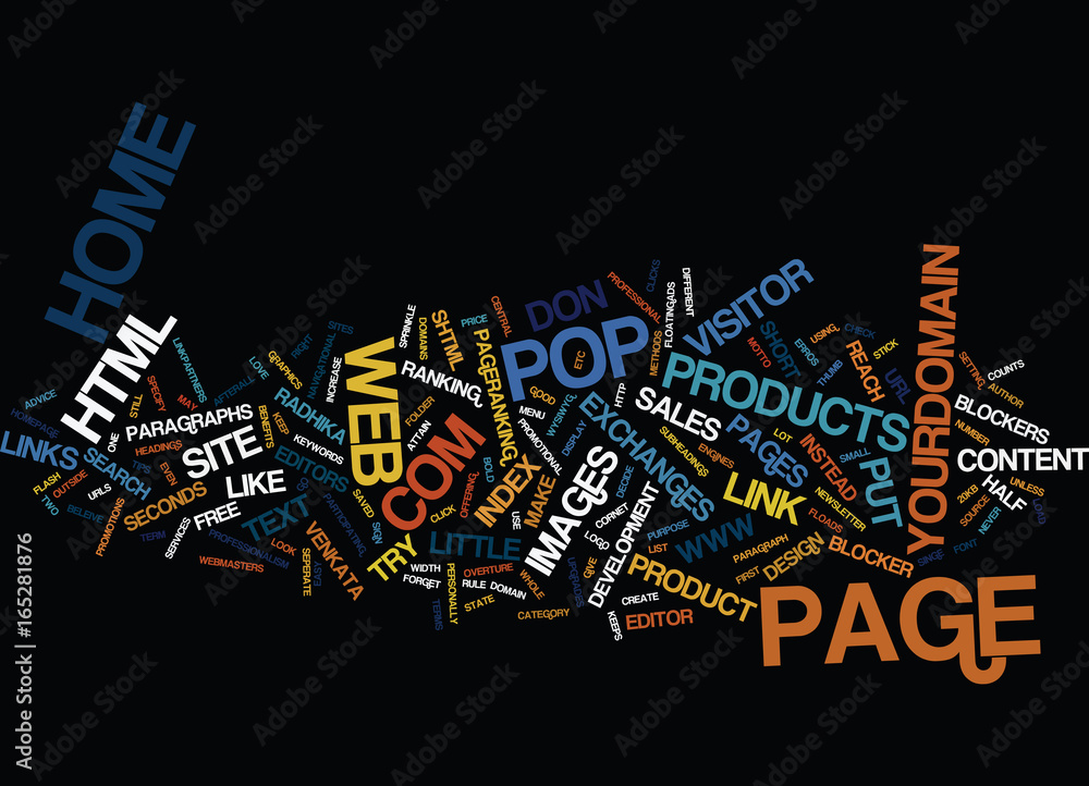 TEN TIPS FOR YOUR WEB SITE HOME PAGE Text Background Word Cloud Concept ...