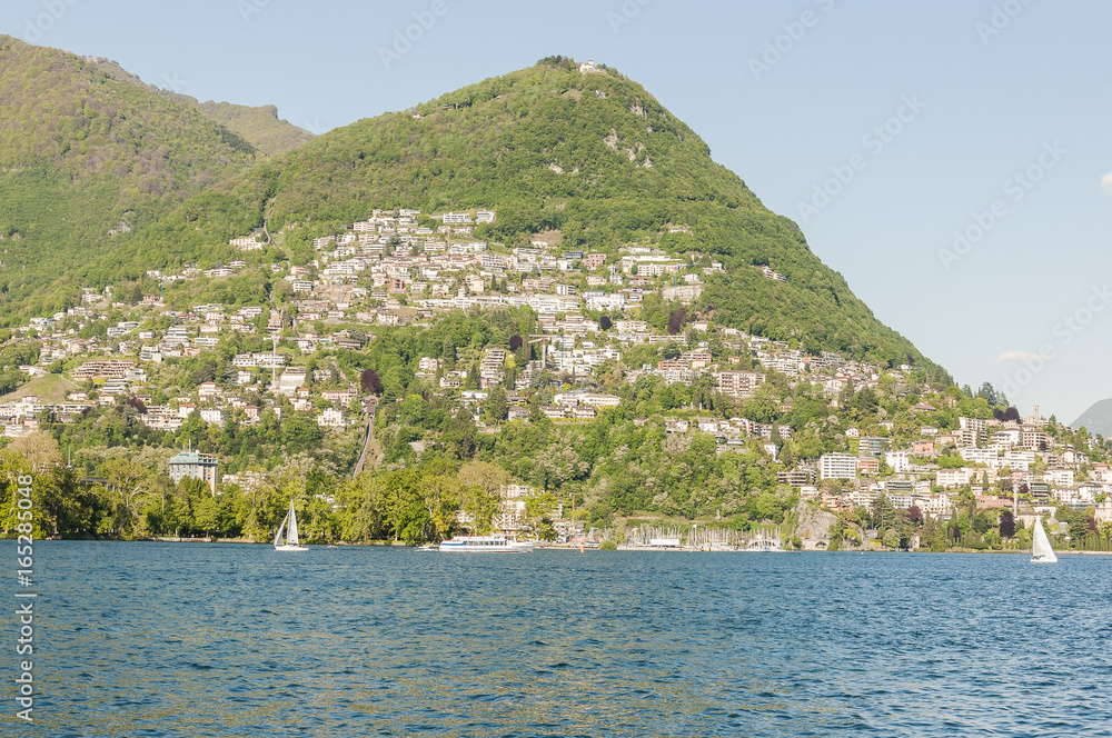 Lugano, Stadt, Altstadt, Luganersee, Lago di Lugano, See, Monte Brè ...