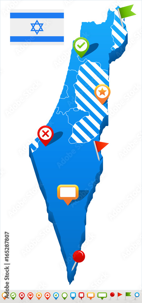 Israel - map and flag illustration Stock Vector | Adobe Stock