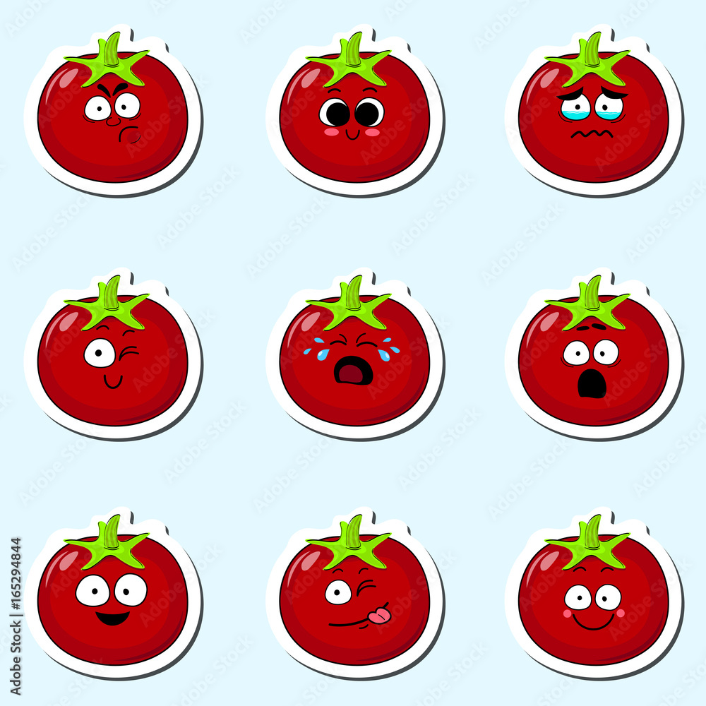 Grafika wektorowa Stock: Cartoon tomato cute character face isolated ... Grafika wektorowa Stock: Cartoon tomato cute character face isolated ...