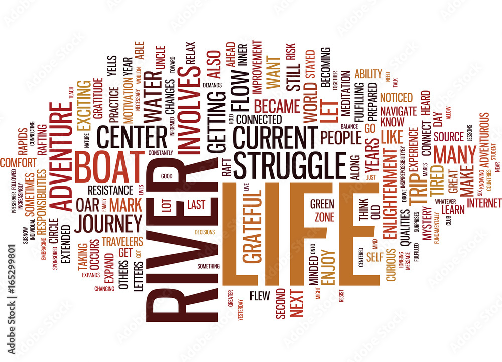 LIFE LESSONS FROM THE RIVER Text Background Word Cloud Concept vector ...