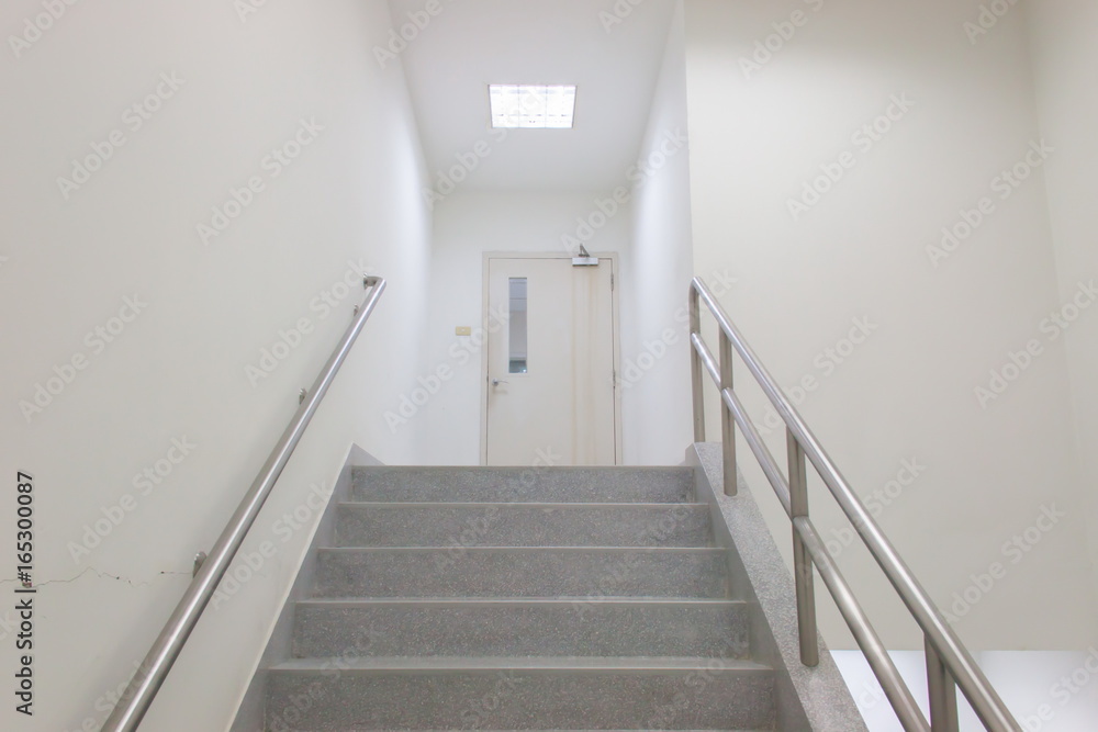 Emergency Exit in workplace, stairwell in a modern building Stock Photo ...
