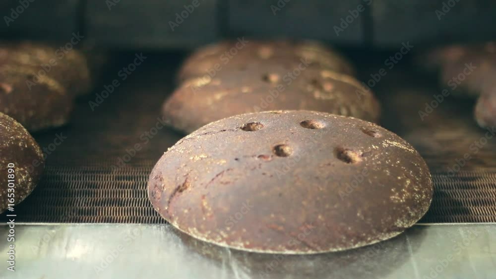 Vídeo do Stock: Bread manufacturing line. Rye bread production process ...