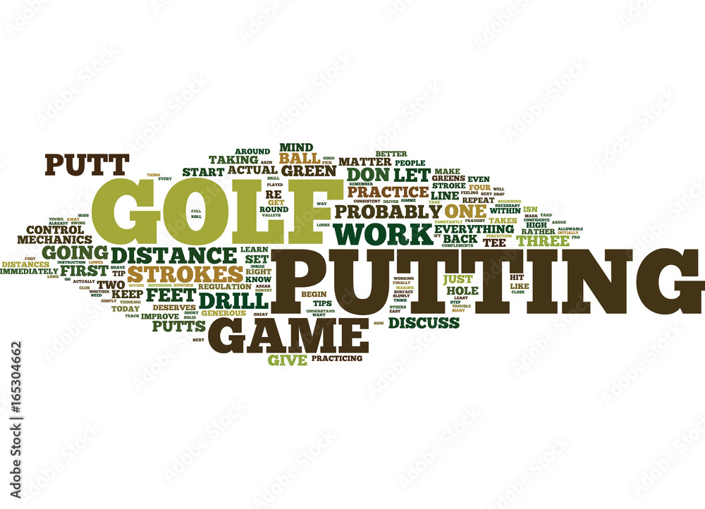 LEARN TO PUTT AND KEEP STROKES IN YOUR BAG Text Background Word Cloud ...