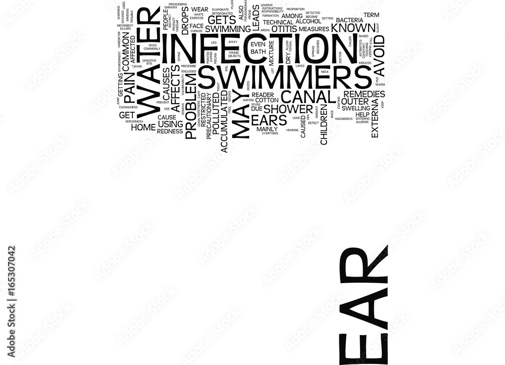 LEARN ABOUT SWIMMERS EAR Text Background Word Cloud Concept Stock ...