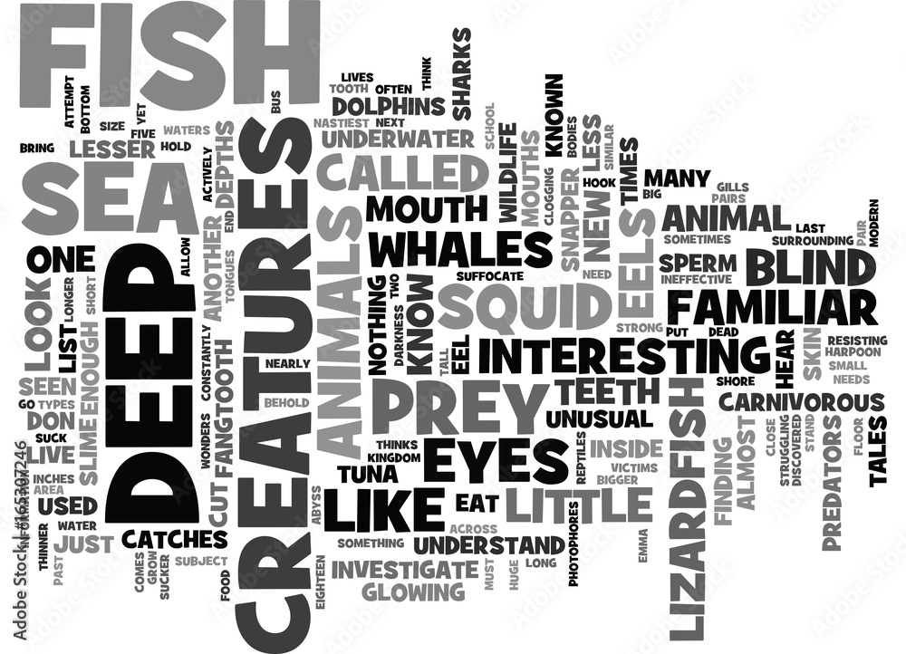 LEAN ABOUT UNUSUAL DEEP SEA CREATURES Text Background Word Cloud ...
