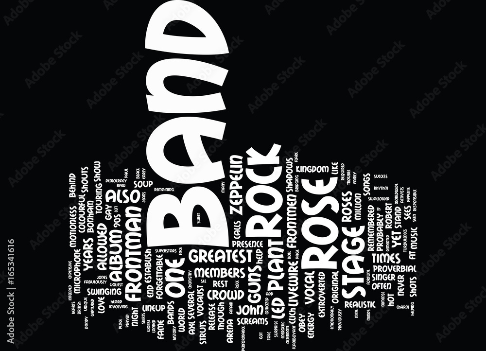 FLAMBOYANT ROCK BAND FRONTMEN PART Text Background Word Cloud Concept ...