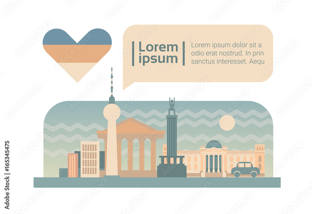 Berlin Street City Buildings Facade Skyline Cartoon Flat Vector ...