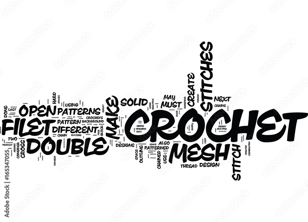 FILET CROCHET Text Background Word Cloud Concept Stock Vector | Adobe Stock