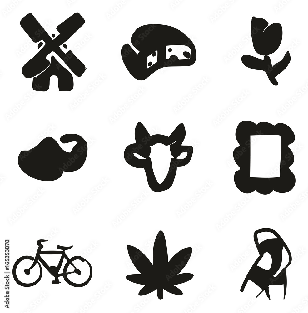Dutch Culture Icons Freehand Fill Stock Vector | Adobe Stock