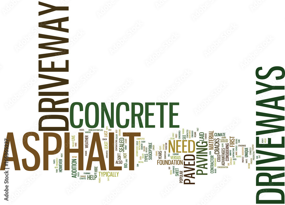 ASPHALT VERSUS CONCRETE DRIVEWAYS WHICH IS BEST Text Background Word ...