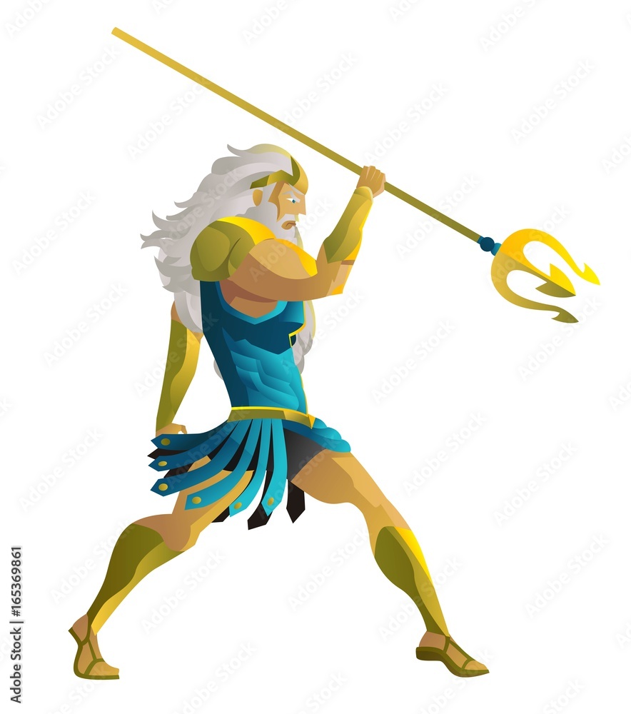 poseidon neptune greek roman god of the sea with trident 素材庫向量圖 | Adobe ...