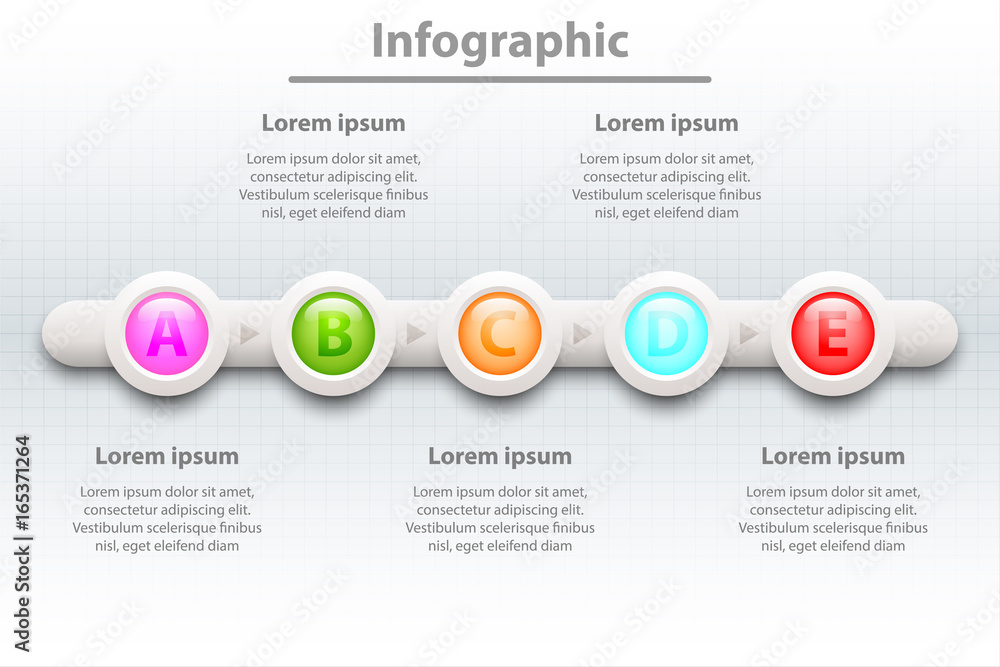 Colorful five topics 3d paper circle in sequence timeline for website ...