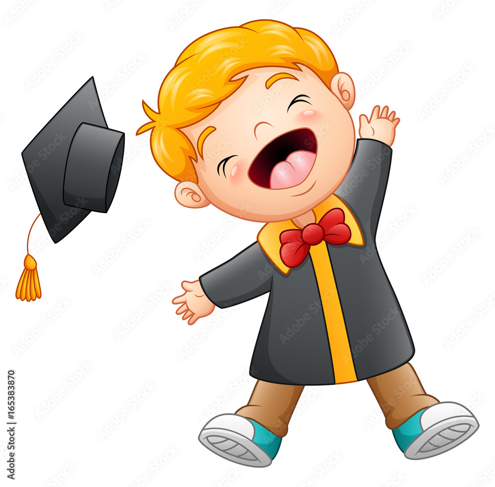 Happy graduation boy cartoon Stock Vector | Adobe Stock