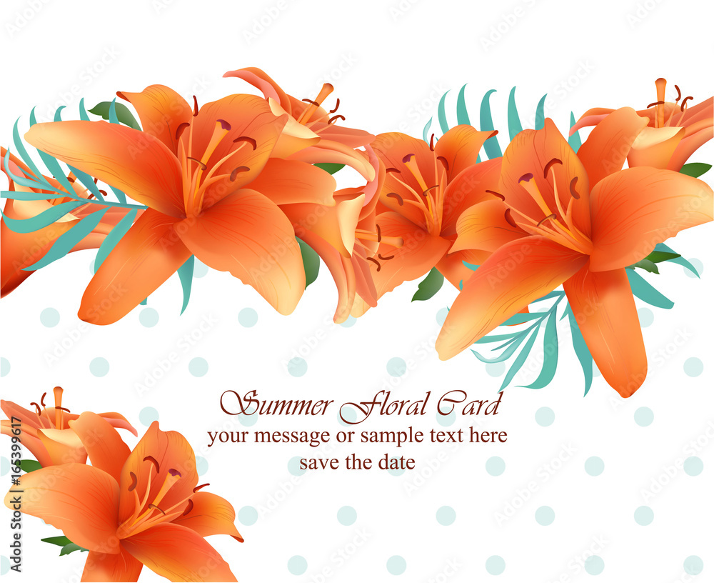 Tropical vector floral Summer card. Hot template design with palm ...