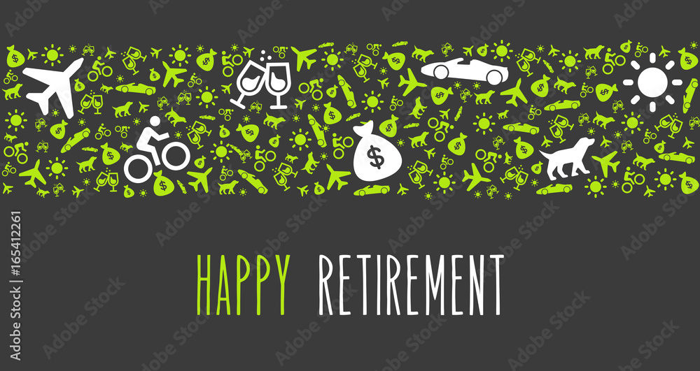 Design Greeting Card with Happy Retirement and Icons Stock Vector ...