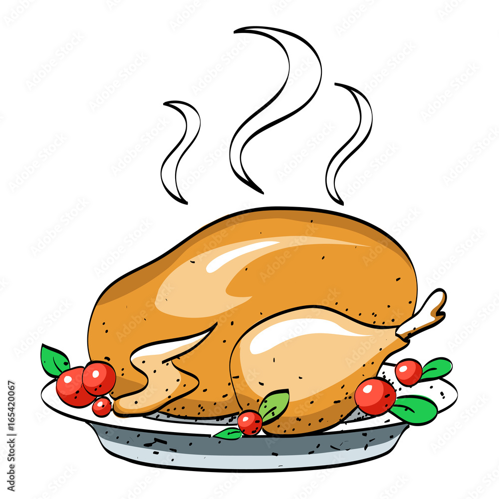 Cartoon image of cooked turkey. An artistic freehand picture. Stock ...