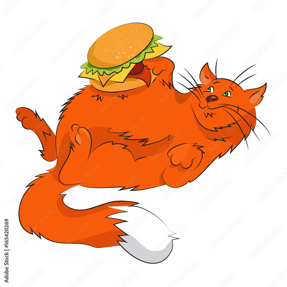 Cartoon image of fat cat. An artistic freehand picture. Stock Vector ...