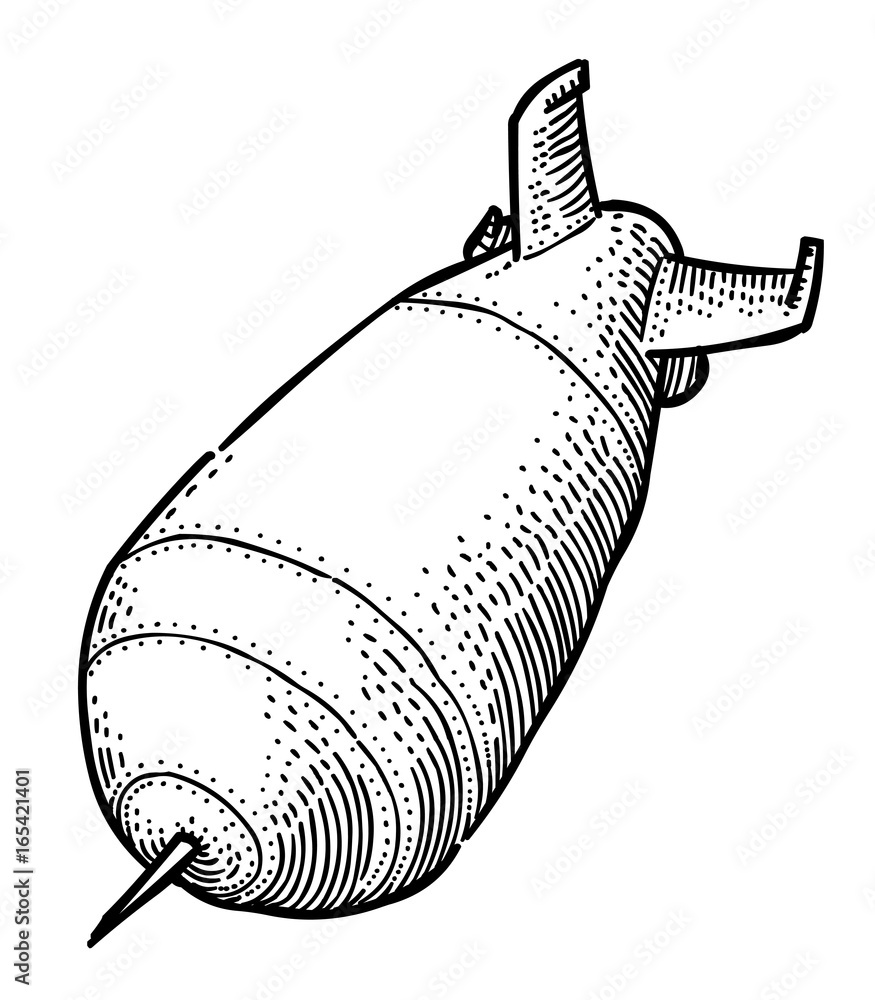 Cartoon image of falling bomb. An artistic freehand picture. Stock ...