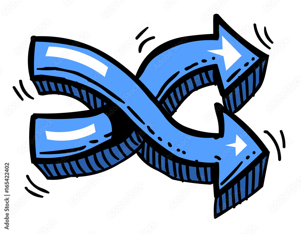 Cartoon image of Shuffle Icon. An artistic freehand picture. Stock ...