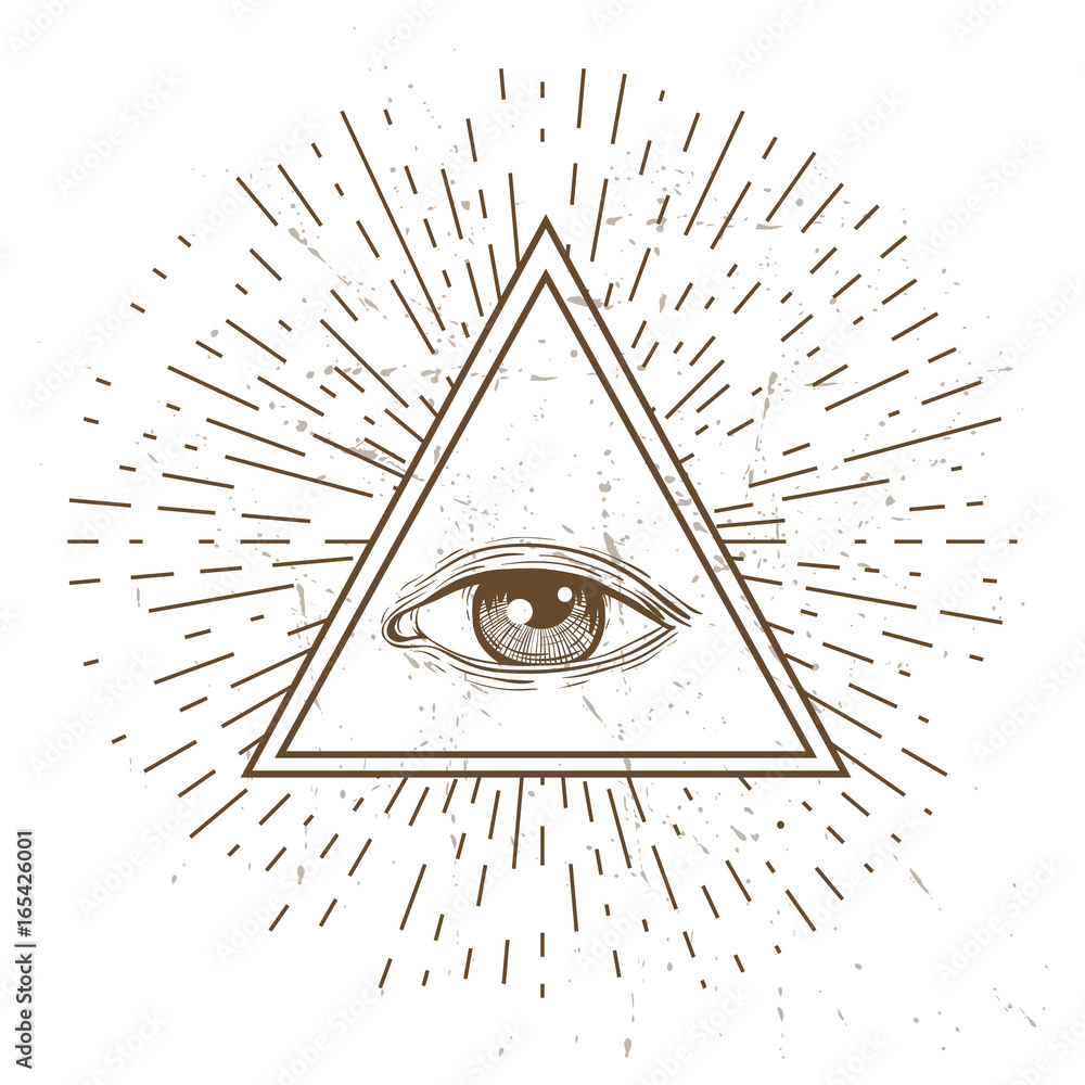 Eye of Providence. Masonic symbol. All seeing eye inside triangle ...