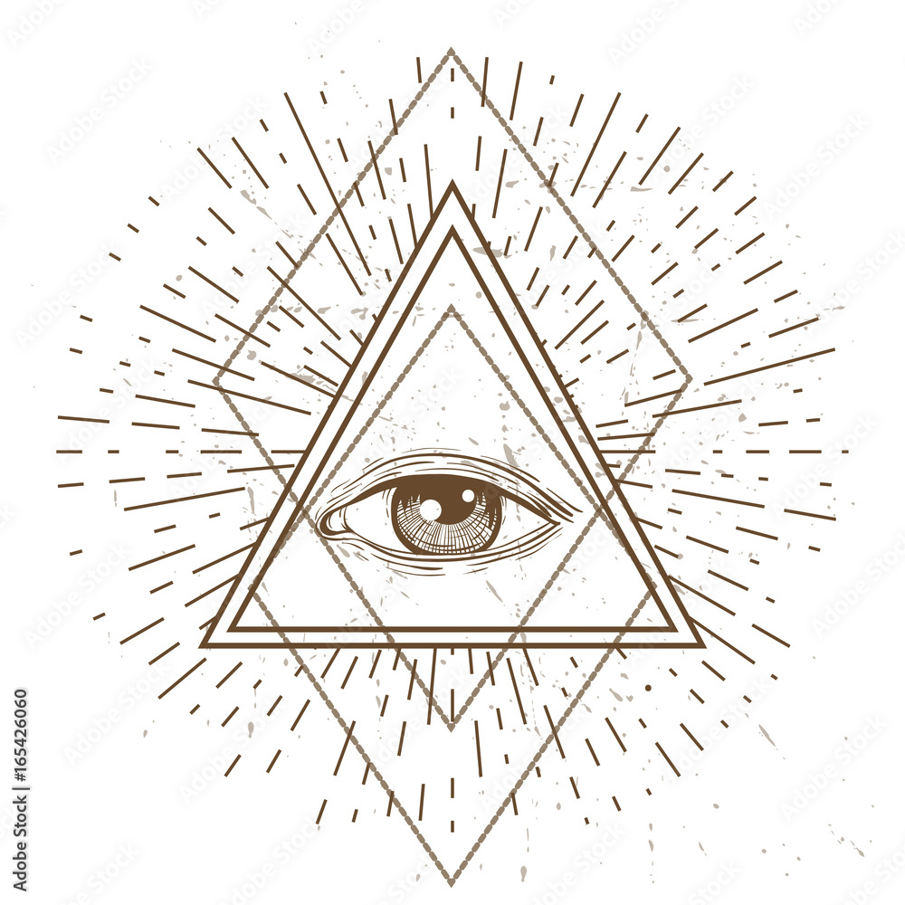 Eye of Providence. Masonic symbol. All seeing eye inside triangle ...