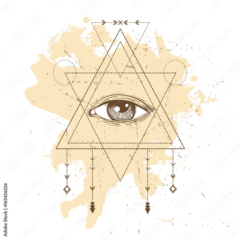 Eye of Providence. Masonic symbol. All seeing eye inside triangle ...