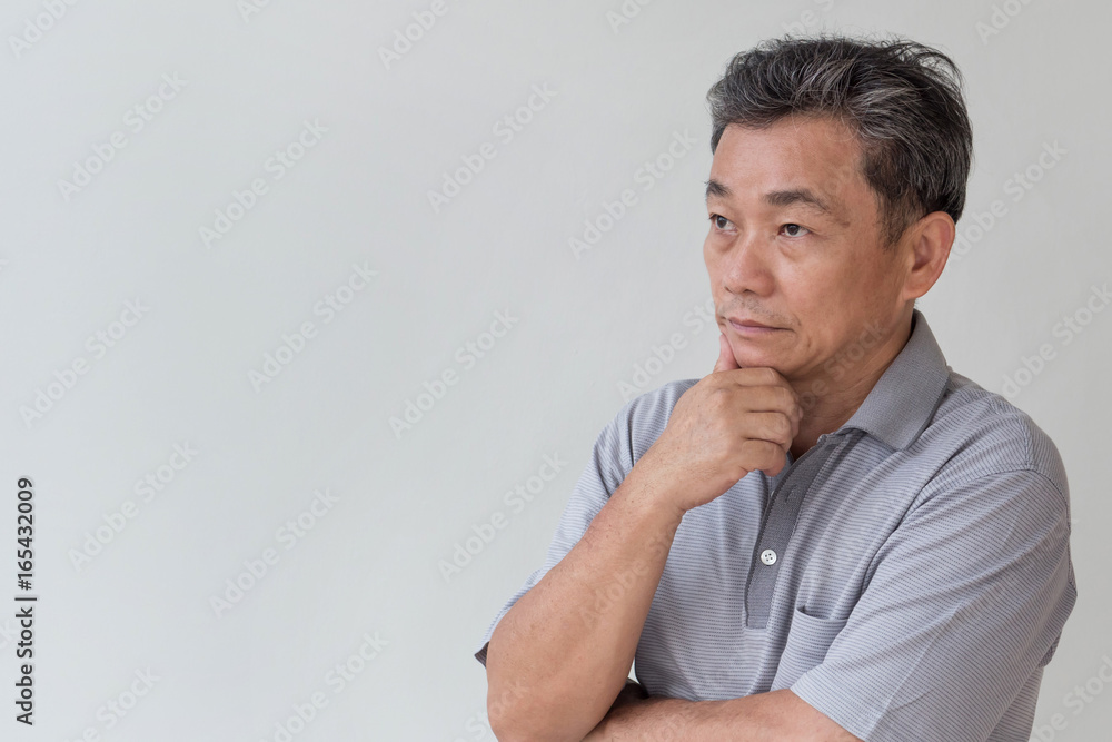 serious middle aged old senior man thinking, negative mood Stock Photo ...