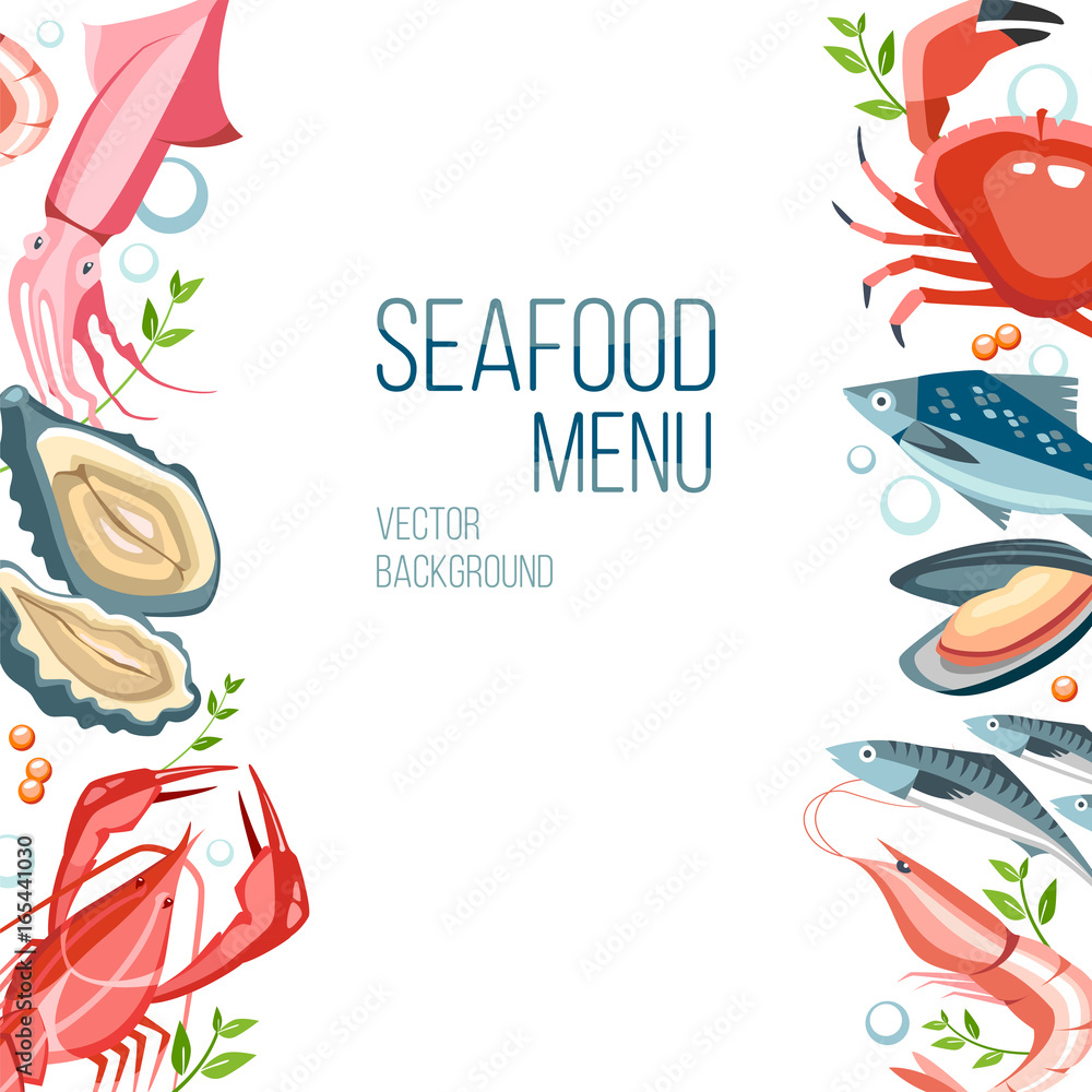 seafood background fresh fish crustaceans shell delicacy vertical Stock ...