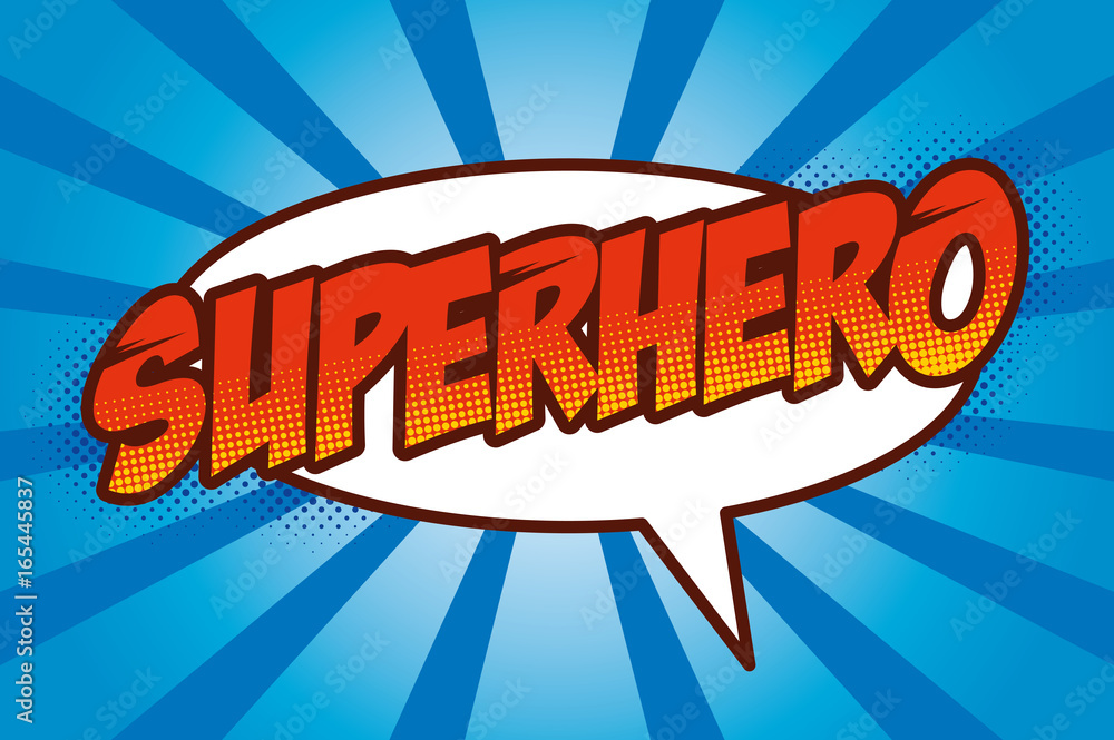 Superhero logo, pop art background Stock Vector | Adobe Stock