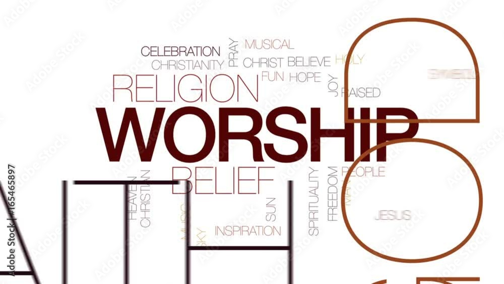Worship animated word cloud, text design animation. Kinetic typography ...