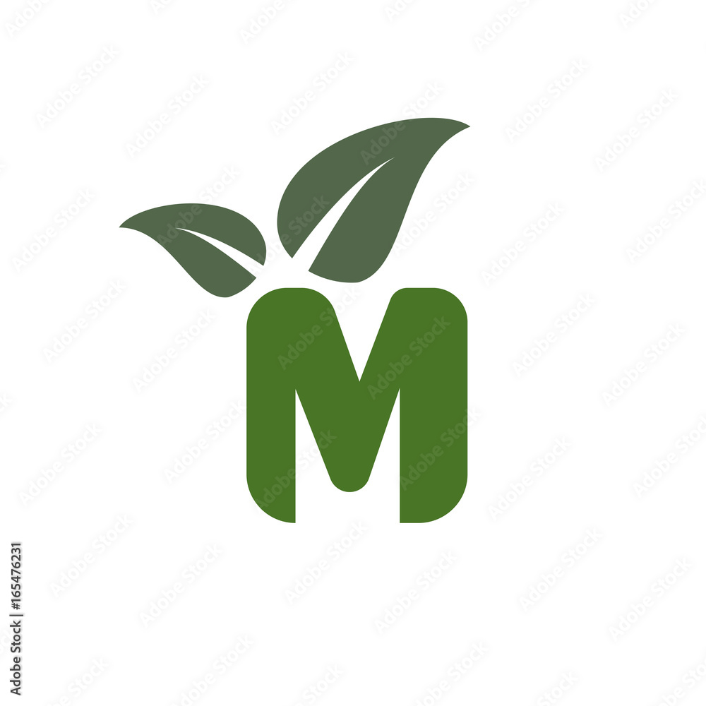 letter m leaf logo Stock Vector | Adobe Stock