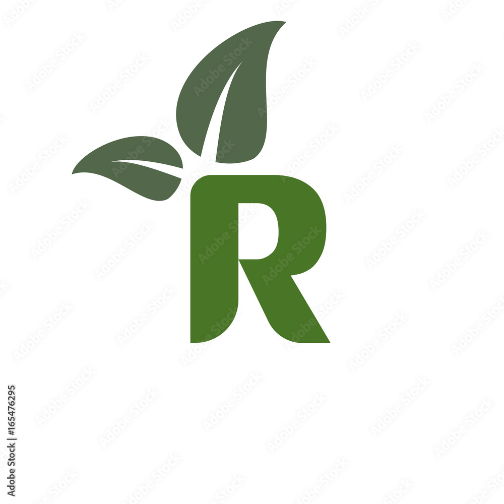 letter r leaf logo Stock Vector | Adobe Stock