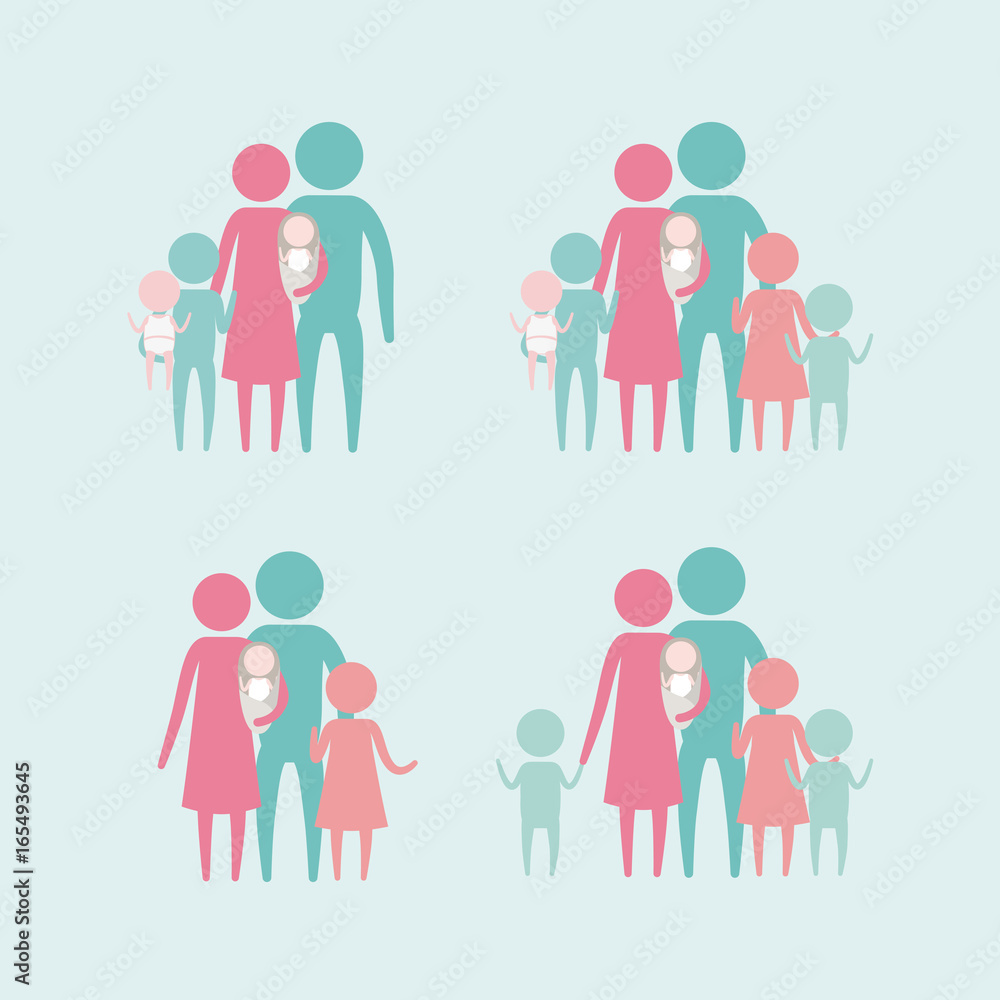 color background with silhouette set pictogram generations family ...