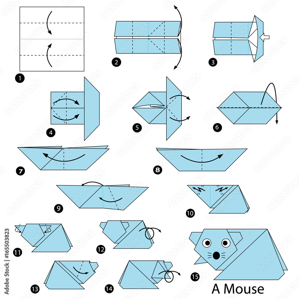 step by step instructions how to make origami A Mouse Stock Vector ...