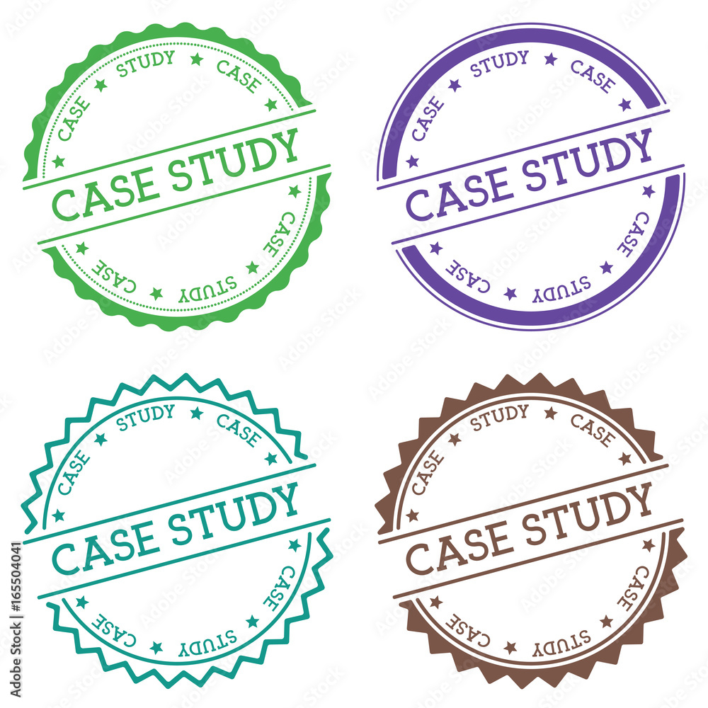 Case study badge isolated on white background. Flat style round label ...