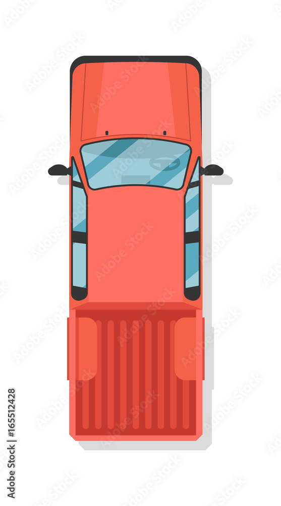 Top view pick up truck icon. Comfortable auto vehicle, people city ...