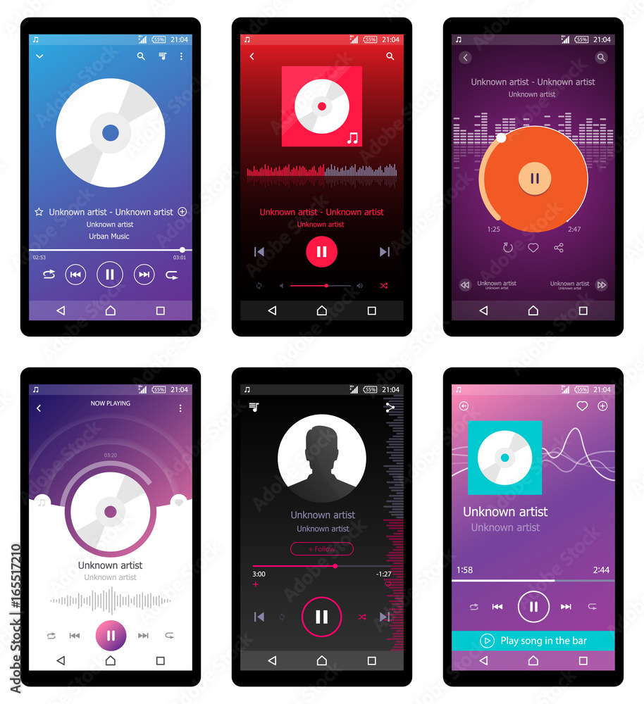 Music Player Interface on mobile phone vector illustration Stock Vector ...