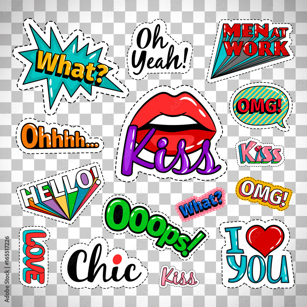 Quirky quotes stickers on transparent background Stock Vector | Adobe Stock