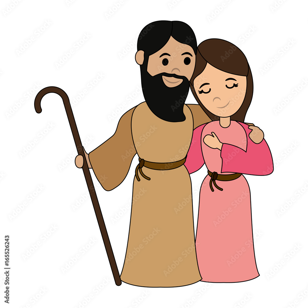 virgin mary and saint joseph cartoon Stock Vector | Adobe Stock