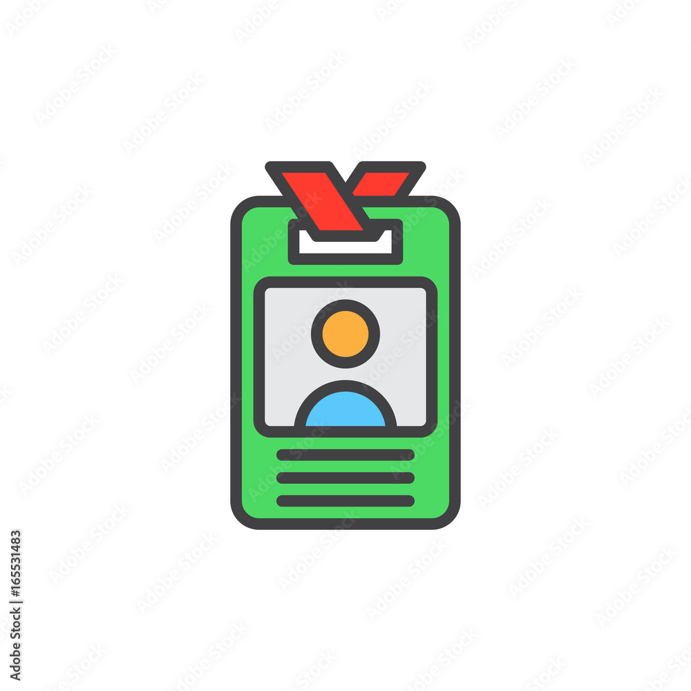 User id badge filled outline icon, line vector sign, linear colorful ...