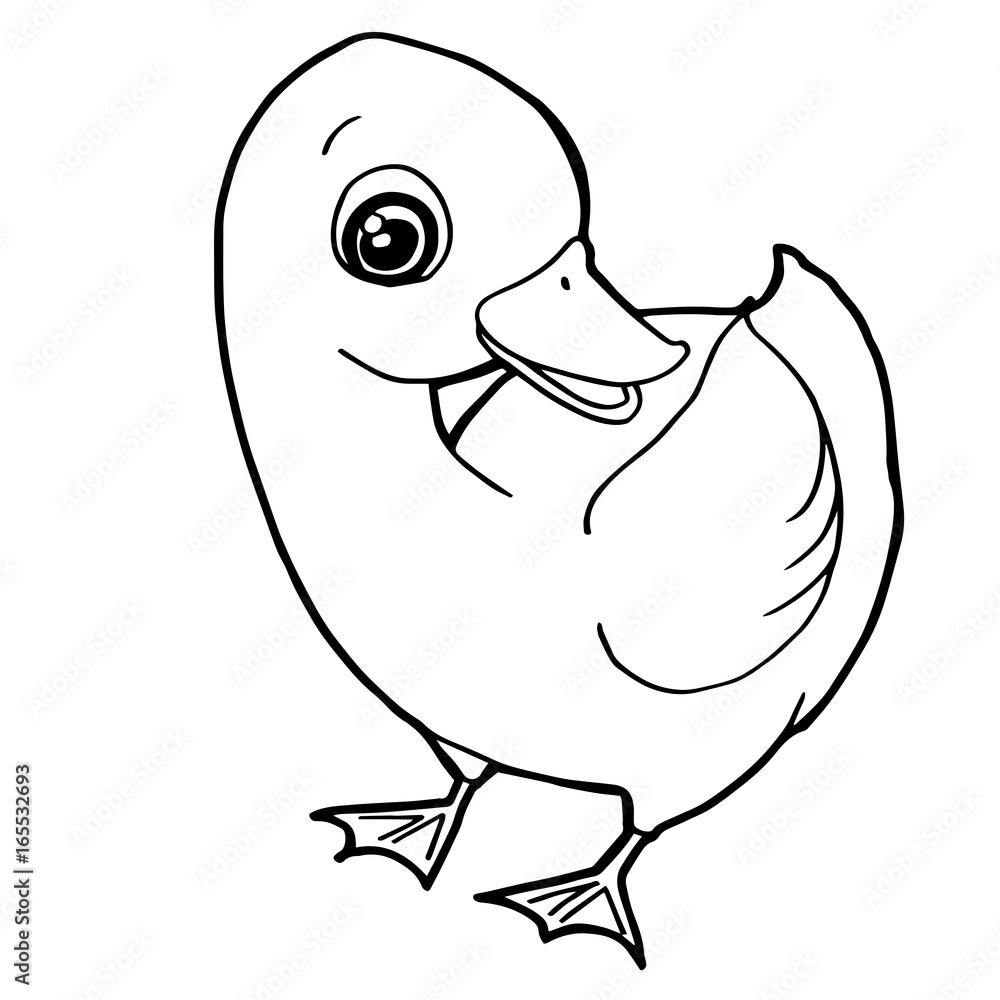 cartoon cute duck coloring page vector illustration Stock Vector ...