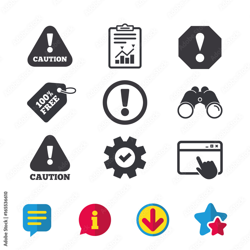 Attention caution icons. Hazard warning symbols. Exclamation sign ...