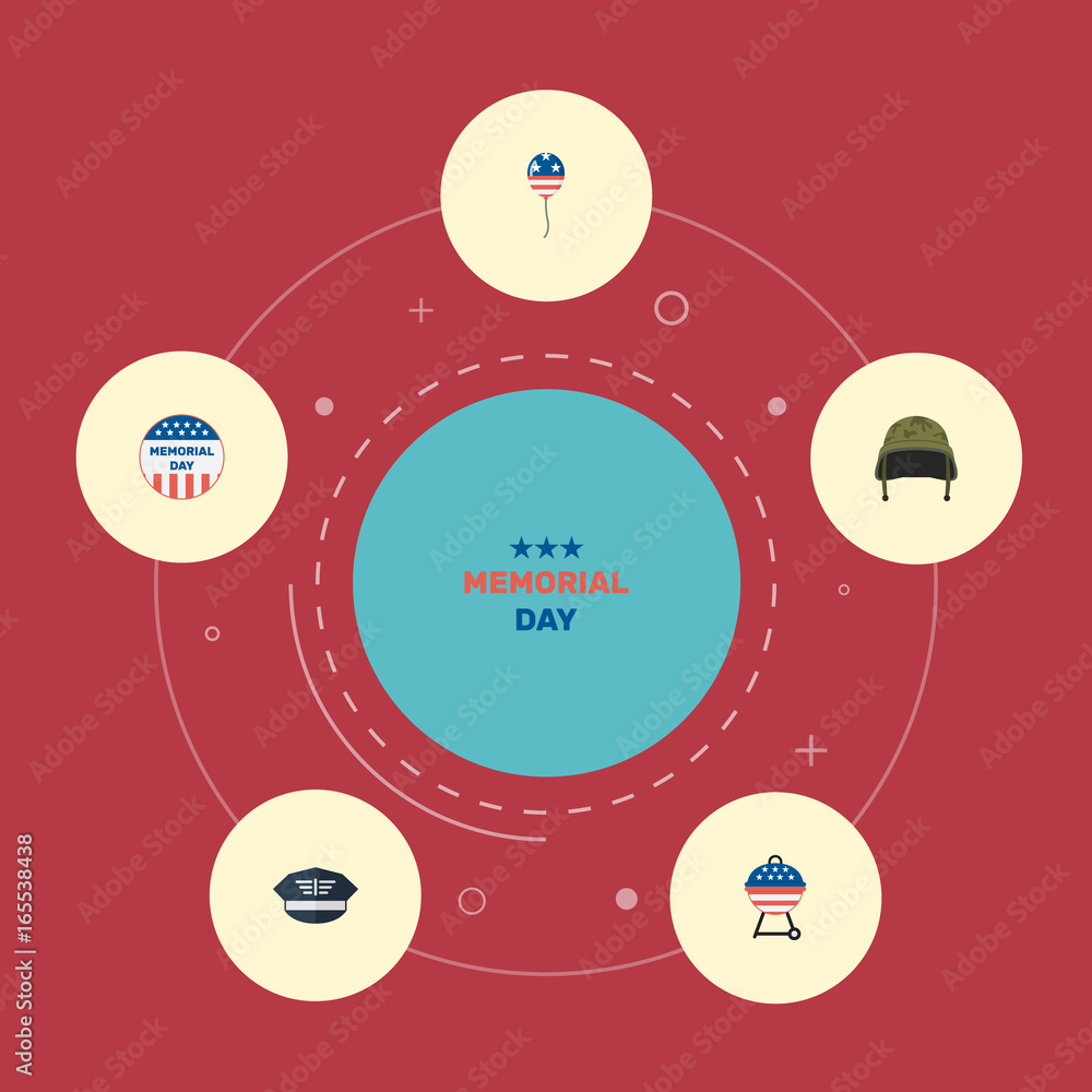 Flat Icons Barbecue, Holiday, Hat And Other Vector Elements. Set Of ...