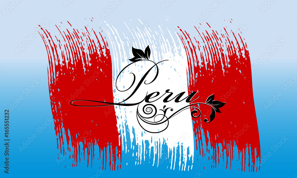 Peru. Calligraphic cursive vintage Peru lettering inscription with ...