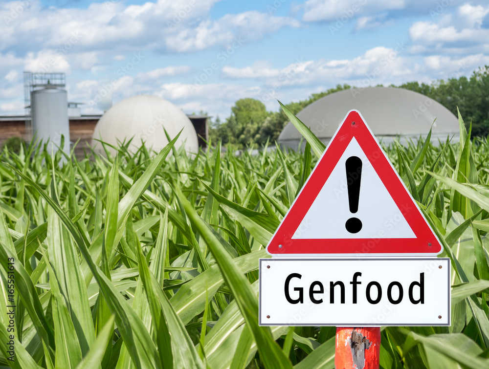 Achtung Genfood Schild – Stock-Foto | Adobe Stock