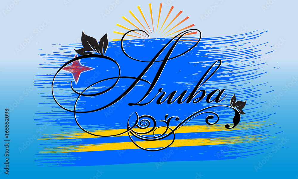 Aruba. Calligraphic cursive vintage Aruba lettering inscription with ...