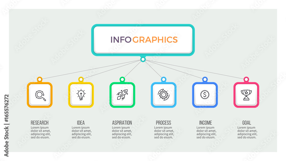 Business hierarchy infographic. Organization chart with 6 options ...