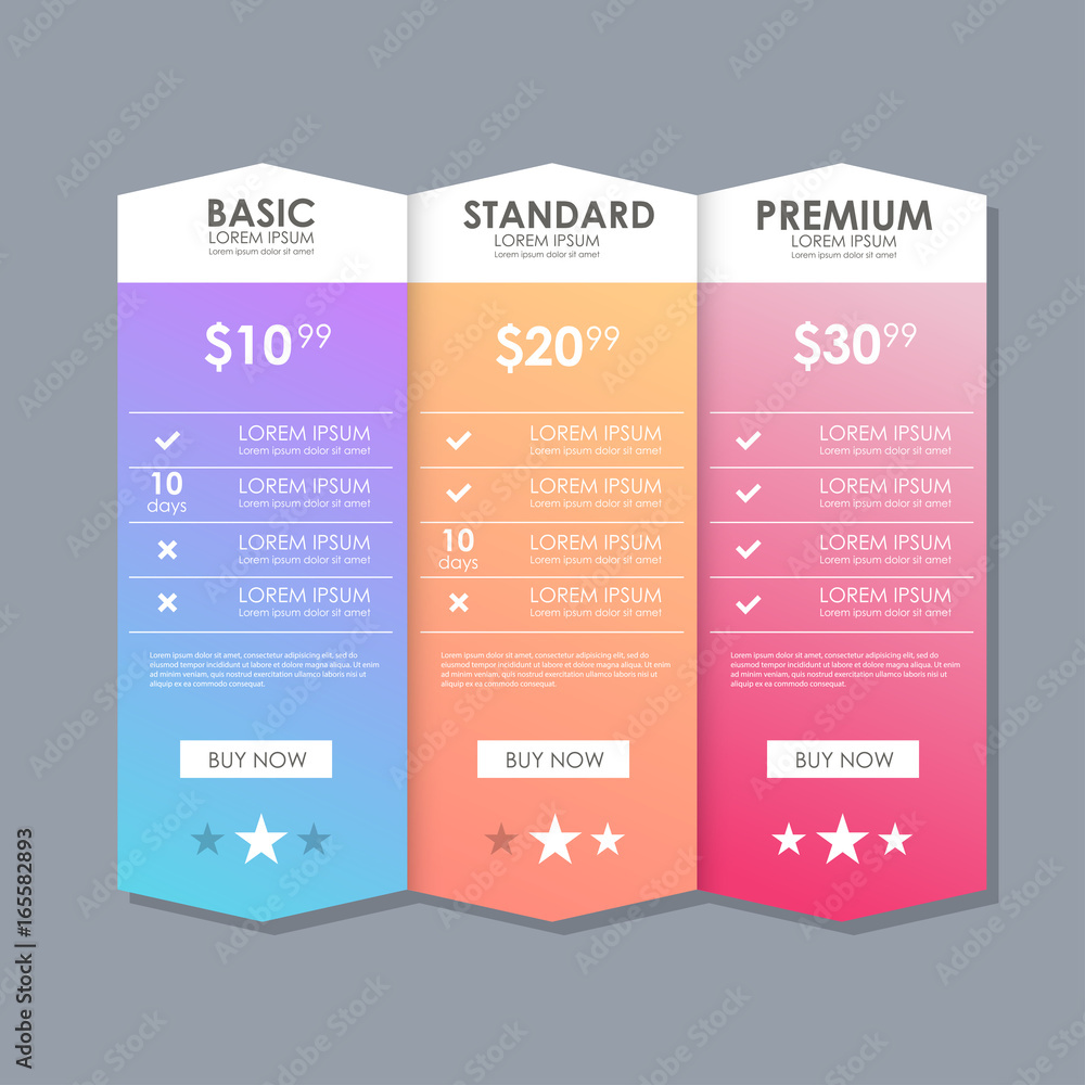 Set Of Offer Tariffs Ui Ux Vector Banner For Web App Set Of Pricing Table Order Box Button